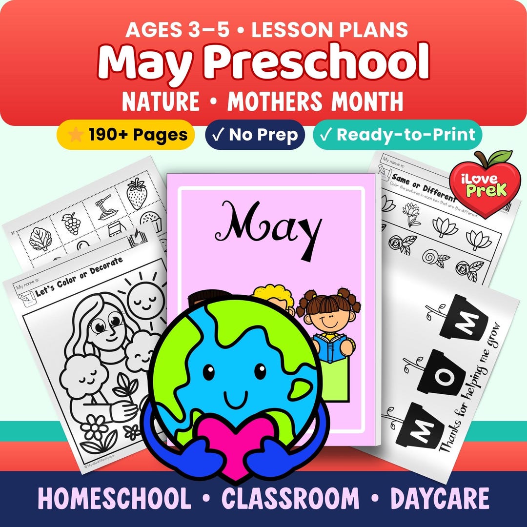 May Preschool Curriculum, 190+ Pages, No-prep Mother's Day Nature ...