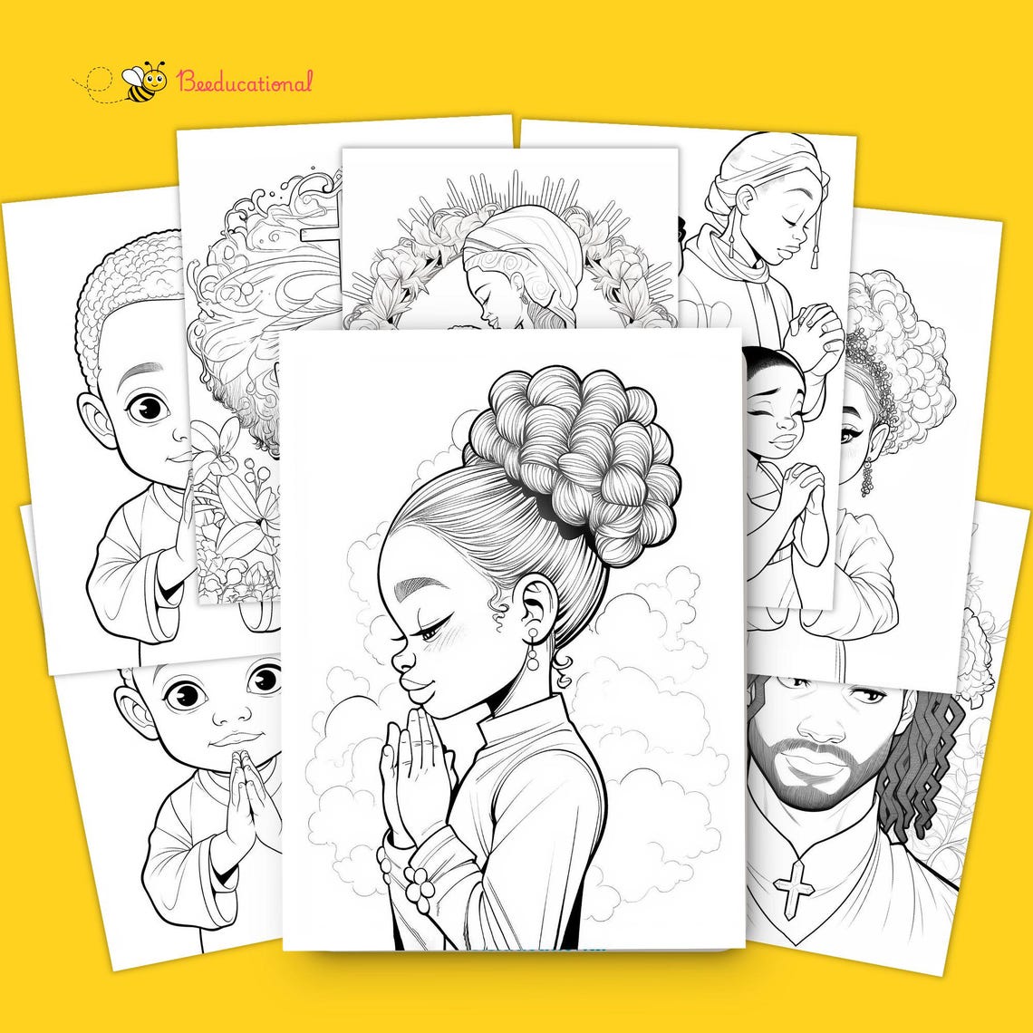 Black Christian Coloring Pages – 50 Bible Art of Praying Kids & Jesus ...