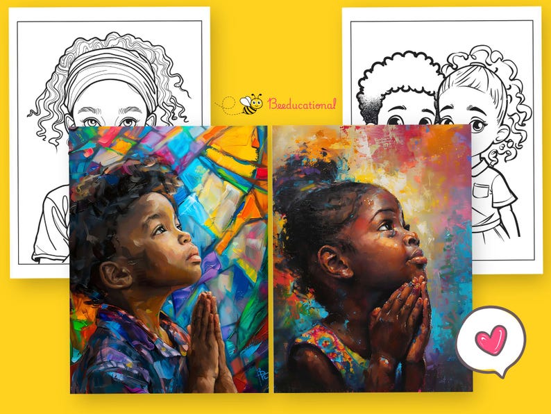 Black Christian Coloring Pages – 100 Bible Art of Praying Kids & Jesus ...