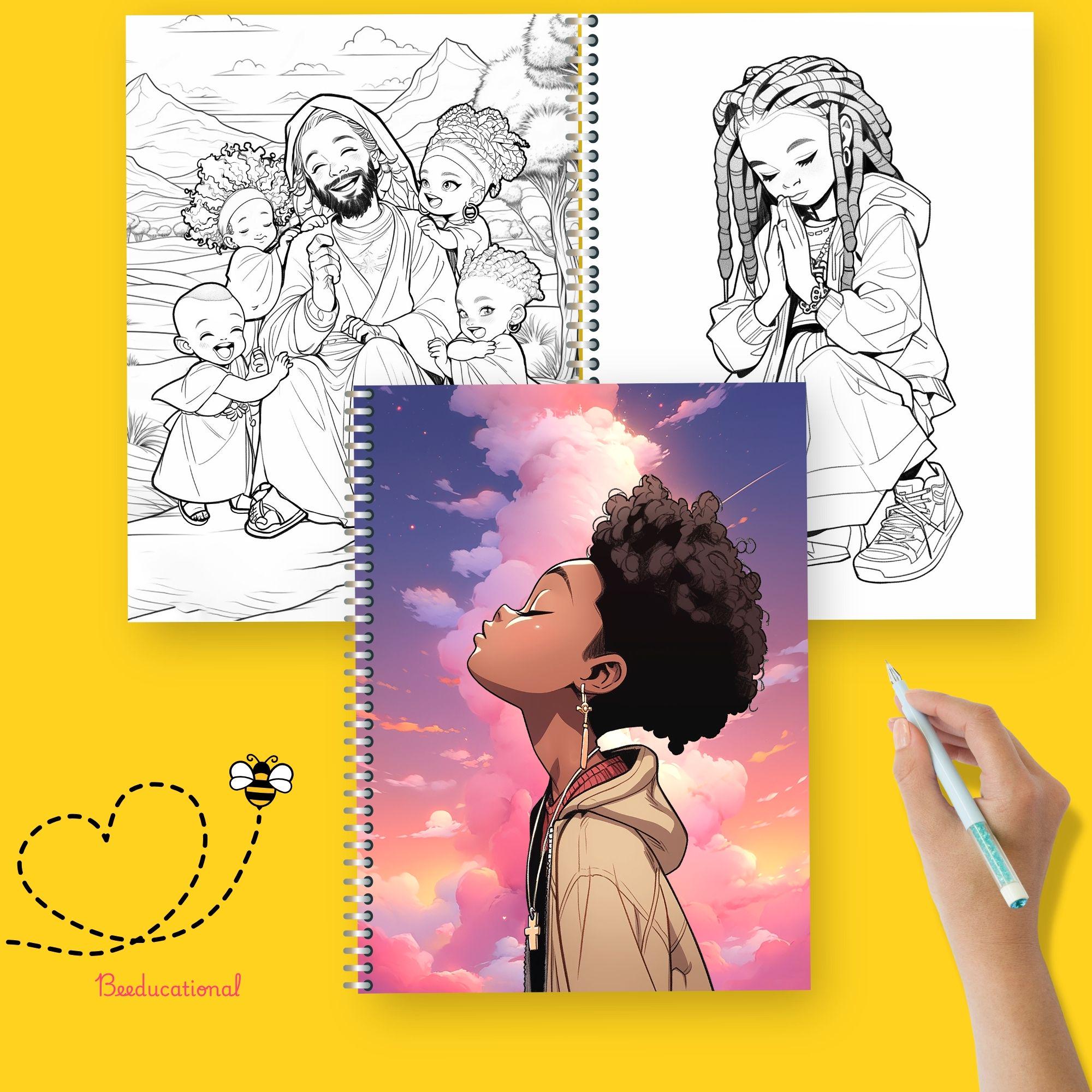 Black Christian Coloring Pages – 50 Bible Art of Praying Kids & Jesus ...