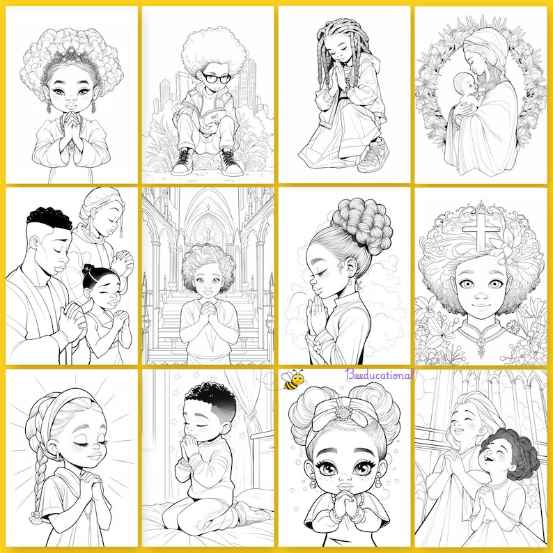 Black Christian Coloring Pages – 50 Bible Art of Praying Kids & Jesus ...