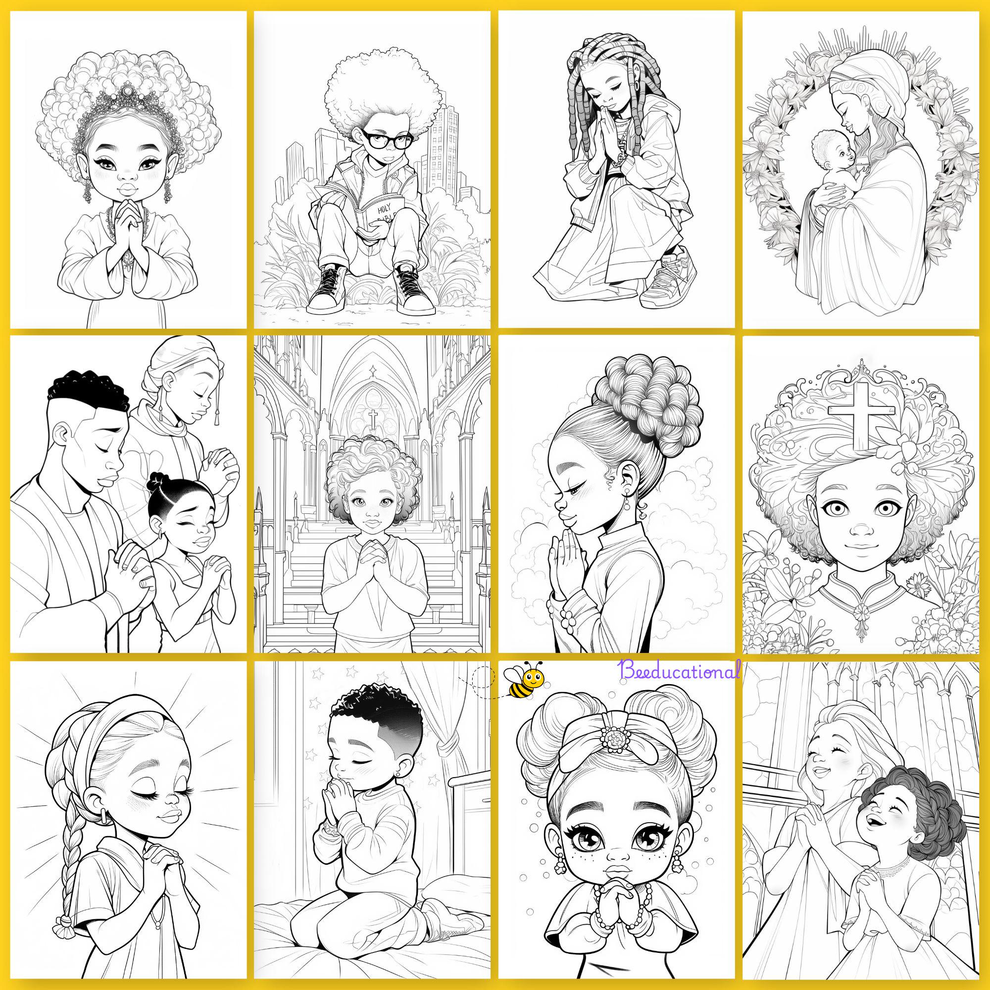 Black Christian Coloring Pages – 50 Bible Art of Praying Kids & Jesus ...