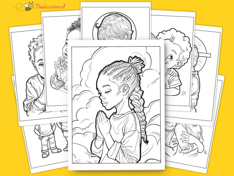 Black Christian Coloring Pages – 100 Bible Art of Praying Kids & Jesus ...