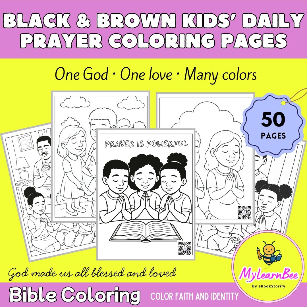 Black & Brown Bible Kids – Daily Prayer Scenes Coloring Pages ...