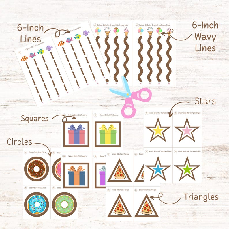 Cutting Practice Worksheets for Kids, Scissor Skills, Kindergarten ...