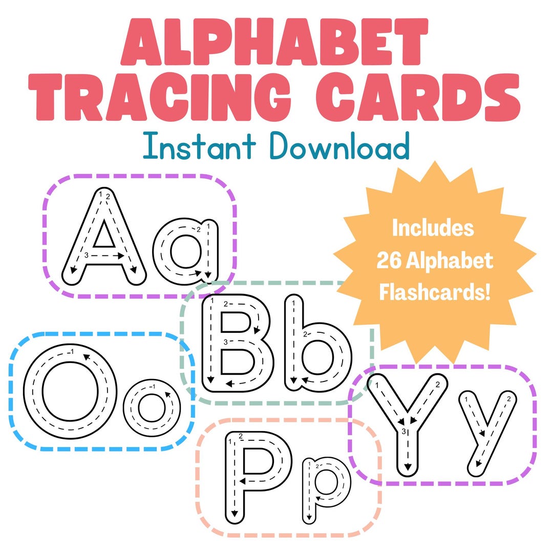 Alphabet Tracing Cards, Letter Tracing Flashcards, Letter Formation ...