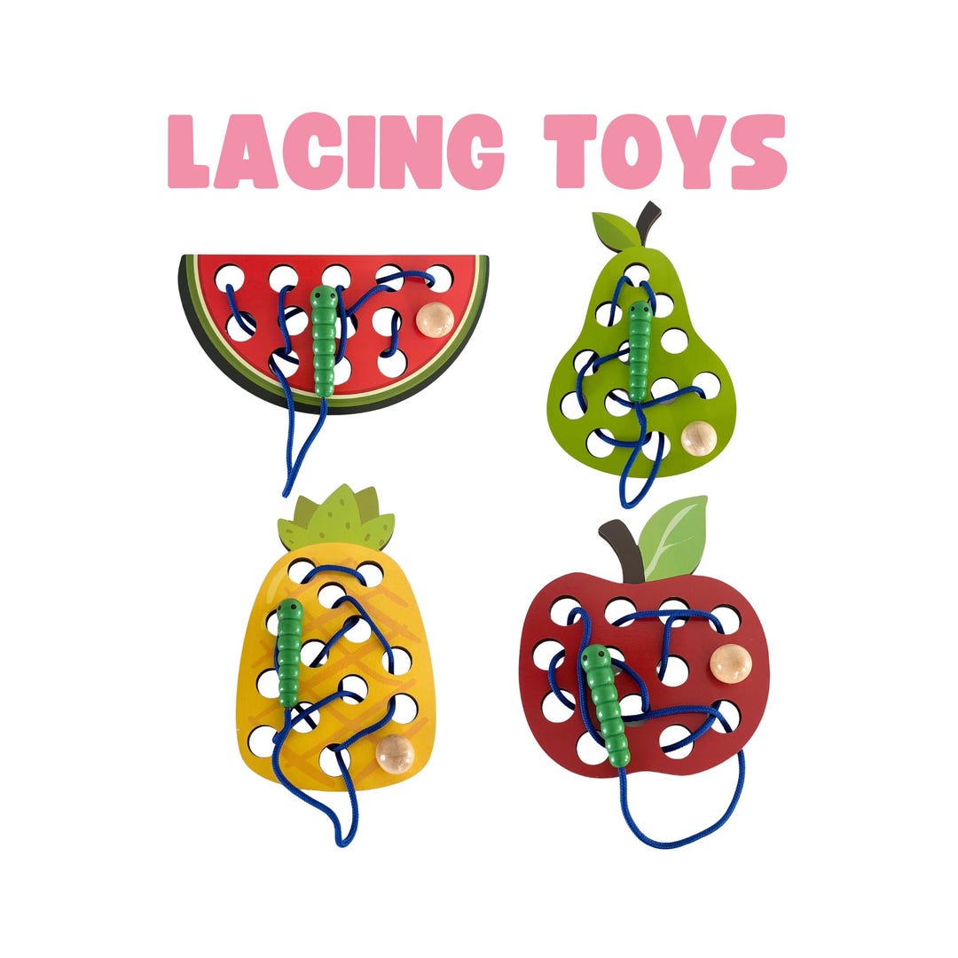 Wooden Lacing Toys: Fruit Threading Game for Fine Motor Skills - Etsy
