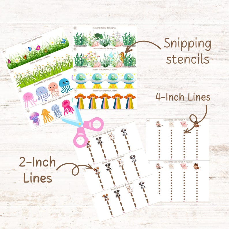 Cutting Practice Scissor Skills Worksheets for Kids Preschool ...