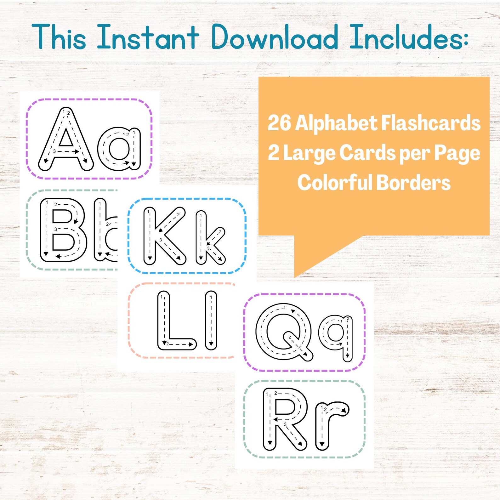 Alphabet Letter Tracing Cards: Preschool ABC Printables (digital ...