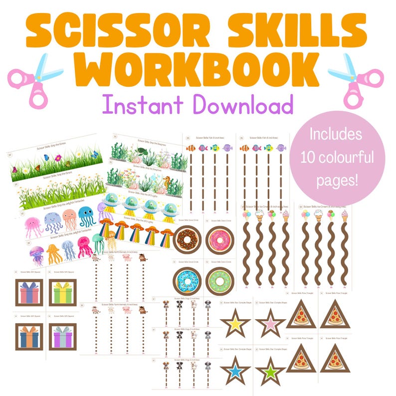 Cutting Practice Scissor Skills Worksheets for Kids Preschool ...