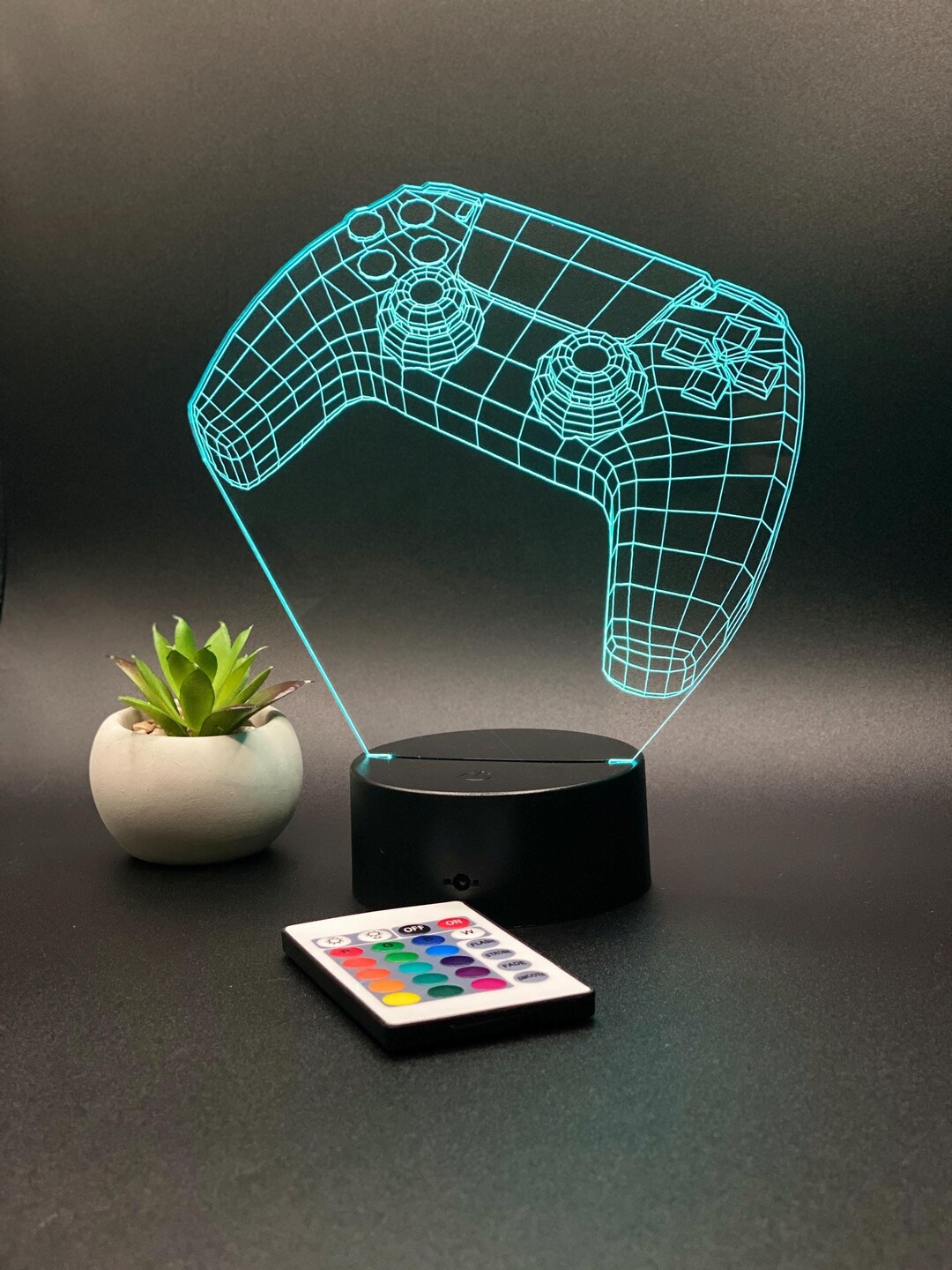 3D LED Game Controller Lamp Gamer Night Light With Remote Control and ...