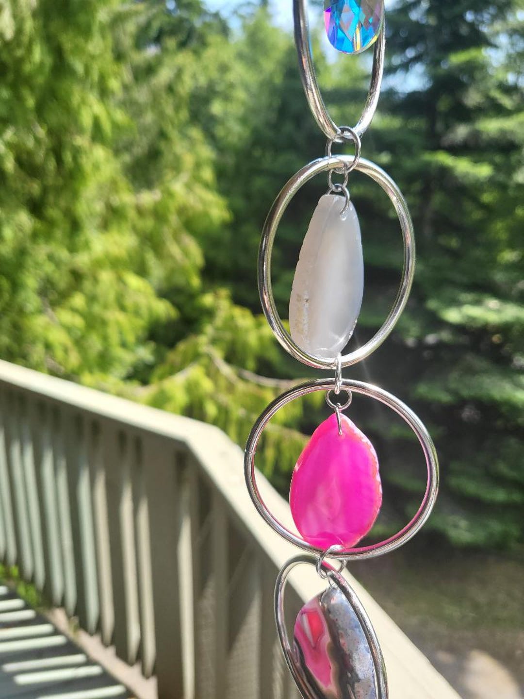 Agate and Crystal Suncatcher. Rainbow Maker Window Hanging 9"l. - Etsy