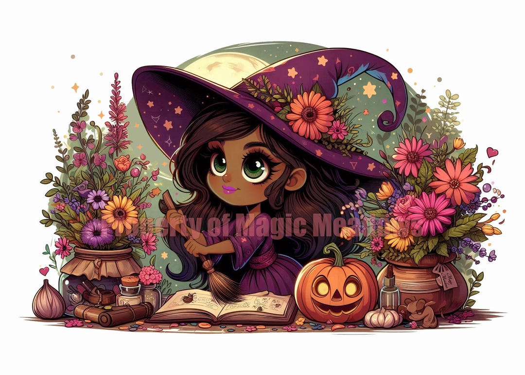 Magic of Flowers 11. Beautiful Botanical Witch Print. Green Eyed ...