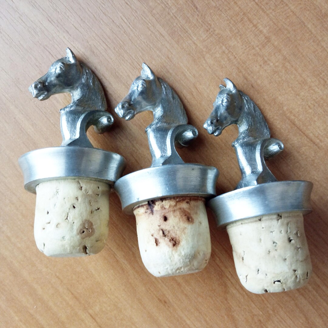 Vintage Set Tin Horse Bottle Stoppers - Unique Collectible Decor - Etsy
