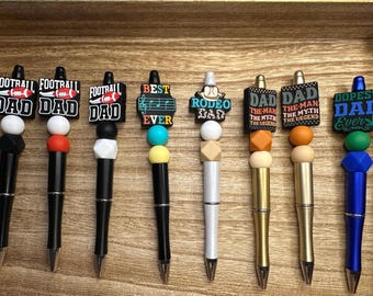 Beaded Pens - Father’s Day - Silicone Beads - Blue - Etsy