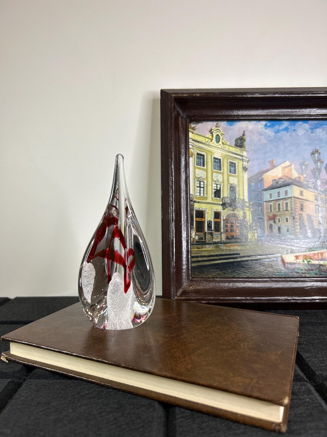 Adam Jablonski Teardrop Art Glass Paperweight | Vintage Polish Crystal ...
