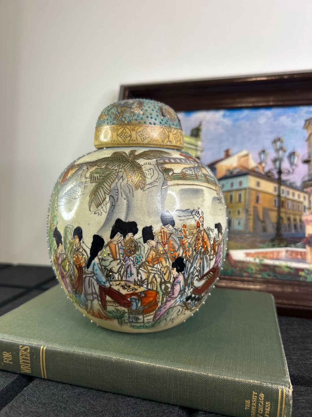 Chinese Ceramic Ginger Jar | Hand Painted Asian Vintage Decor | Ladies ...