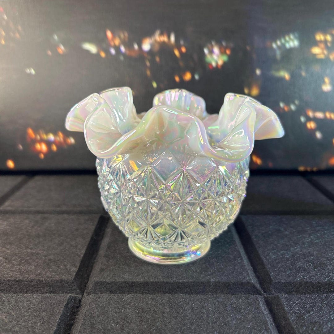 Fenton French Opalescent Daisy and Button Rose Vase | Vintage ...