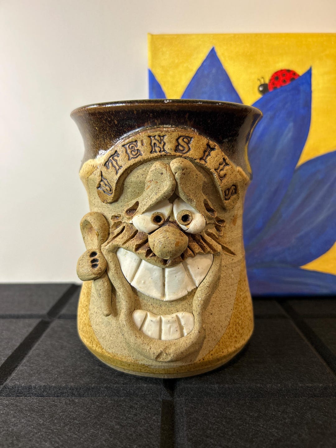 Stoneware Pottery Utensil Jar Ugly Face Vintage Studio Pottery and ...