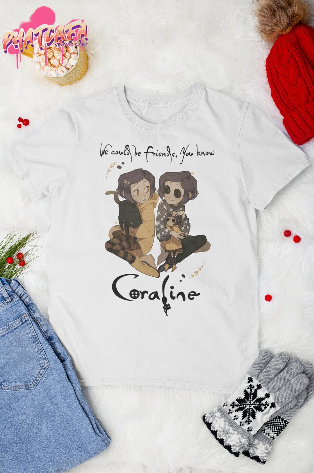 Coraline Doll We Could Be Friends Vintage T-shirt, Coraline Merch ...
