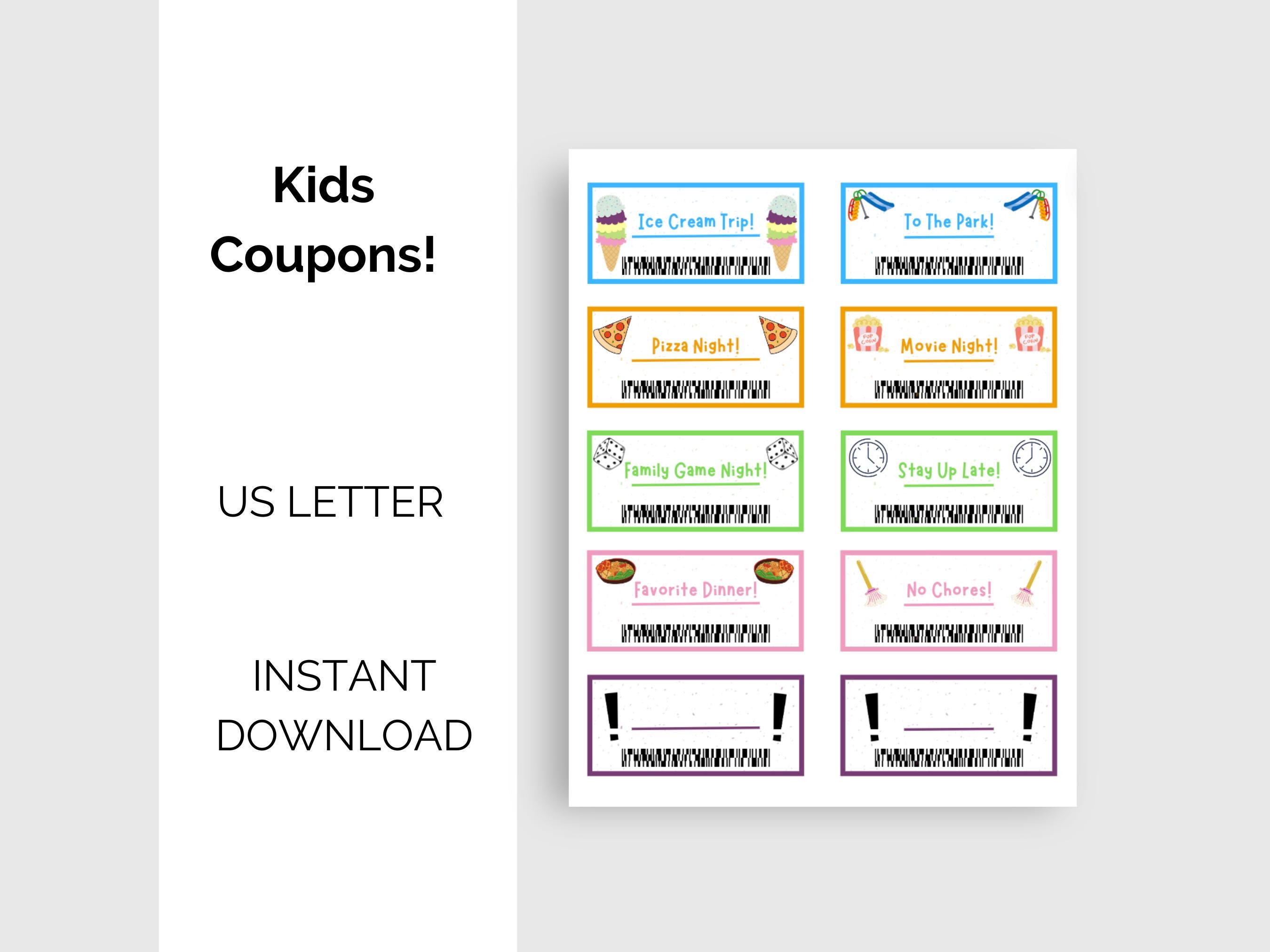 Kids Coupon Book, Kids Reward Coupon Book, DIY Coupons Kids - Etsy