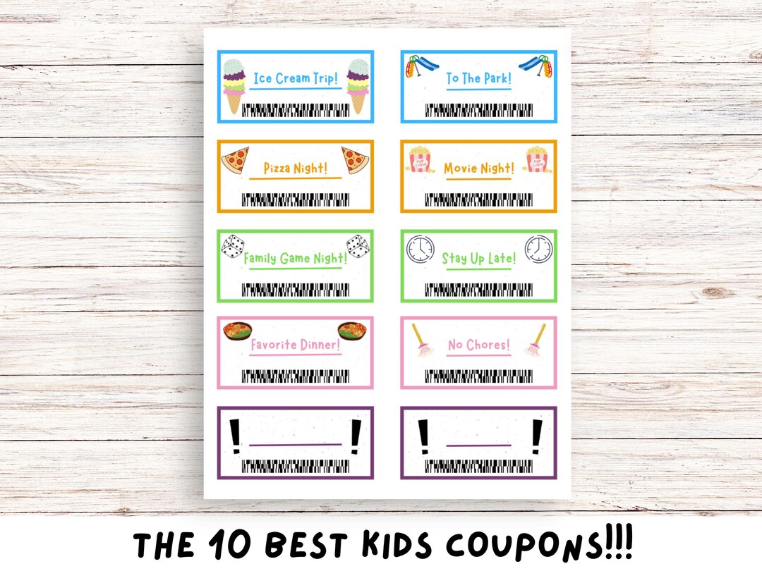 Kids Coupon Book, Kids Reward Coupon Book, DIY Coupons Kids - Etsy