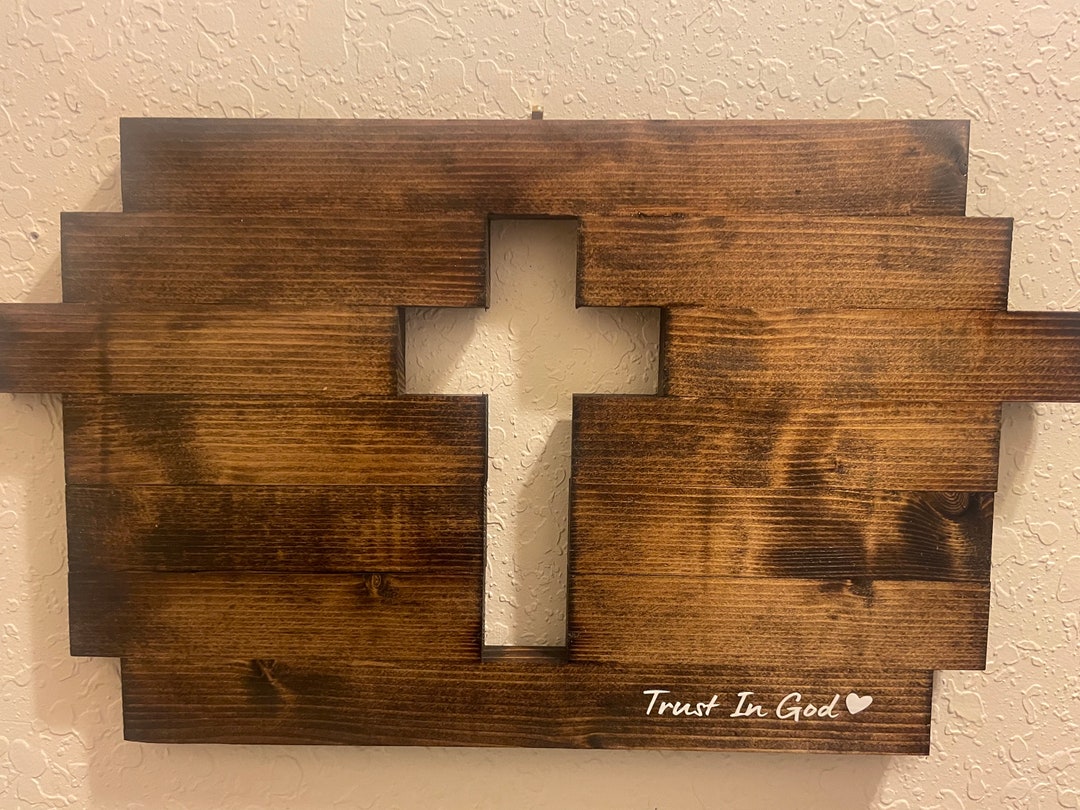 Jesus Wall Decor Cross Rustic Farmhouse Country Dark Walnut Pine Wood ...