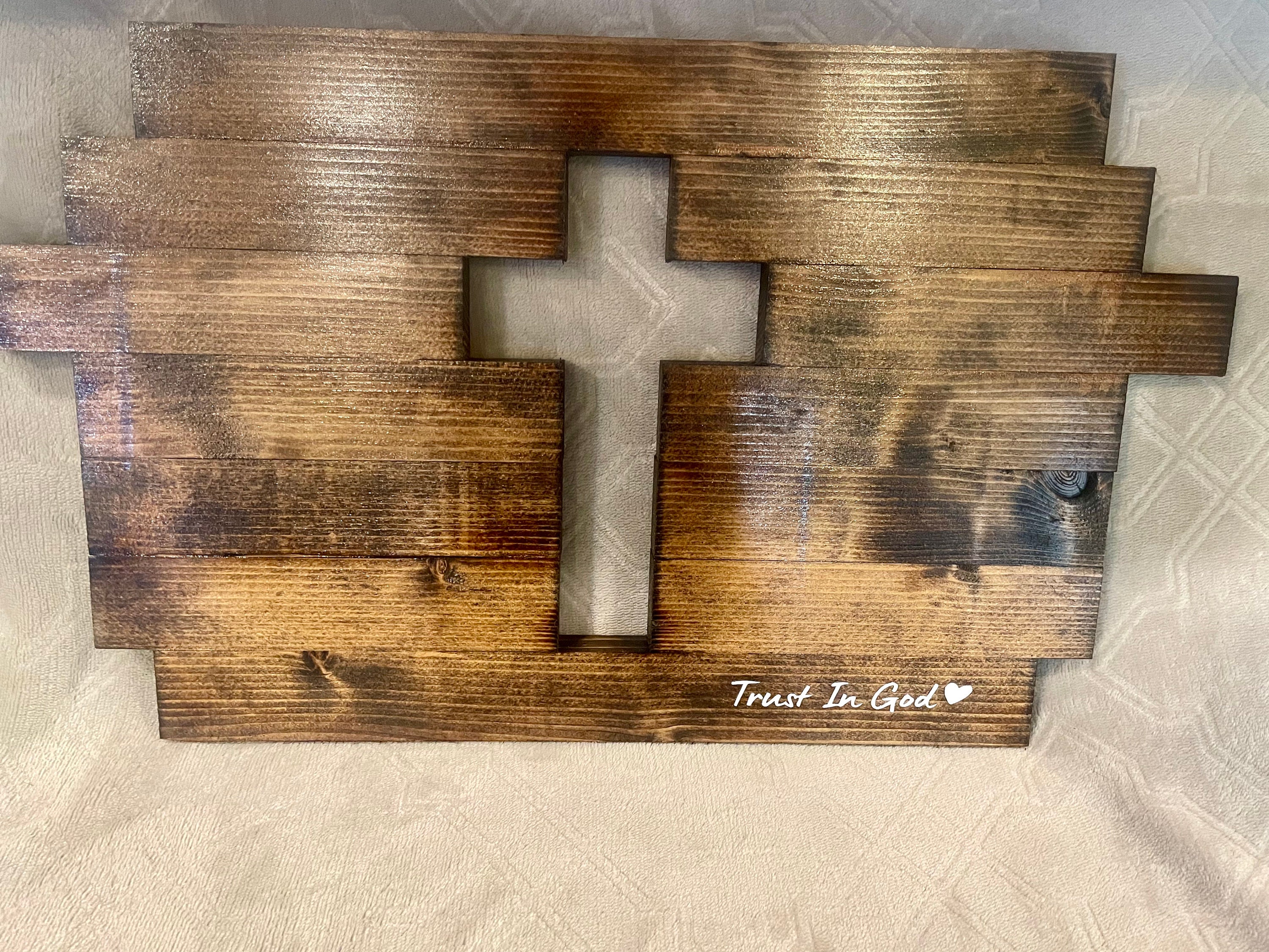 Jesus Wall Decor Cross Rustic Farmhouse Country Dark Walnut Pine Wood ...