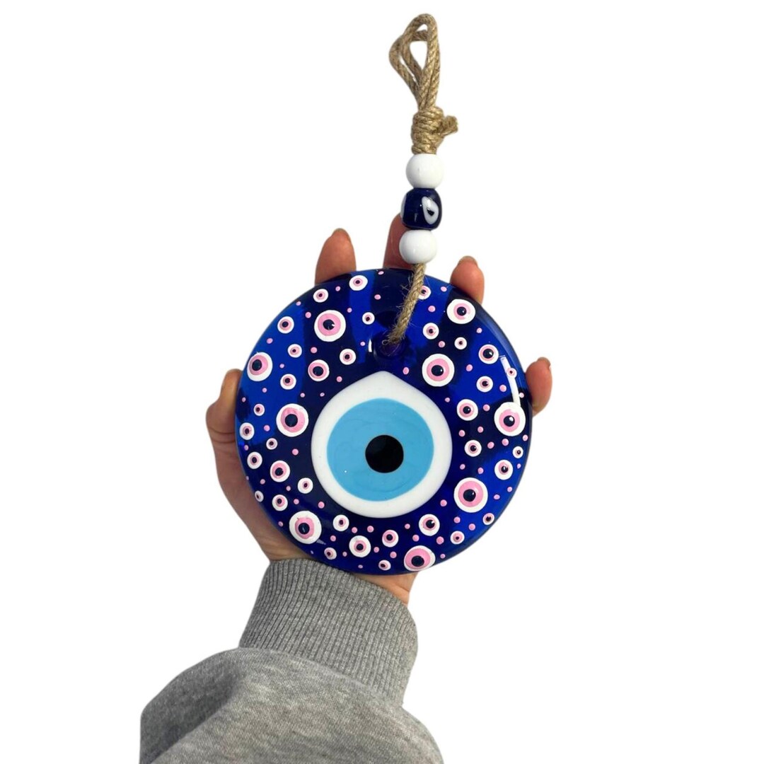 Hand-painted Evil Eye Nazar Amulet: Colorful Boho Wall Hanging - Etsy
