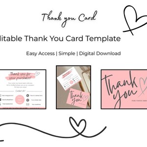 Printable Canva Thank You Card | Editable Thank You Card Template ...