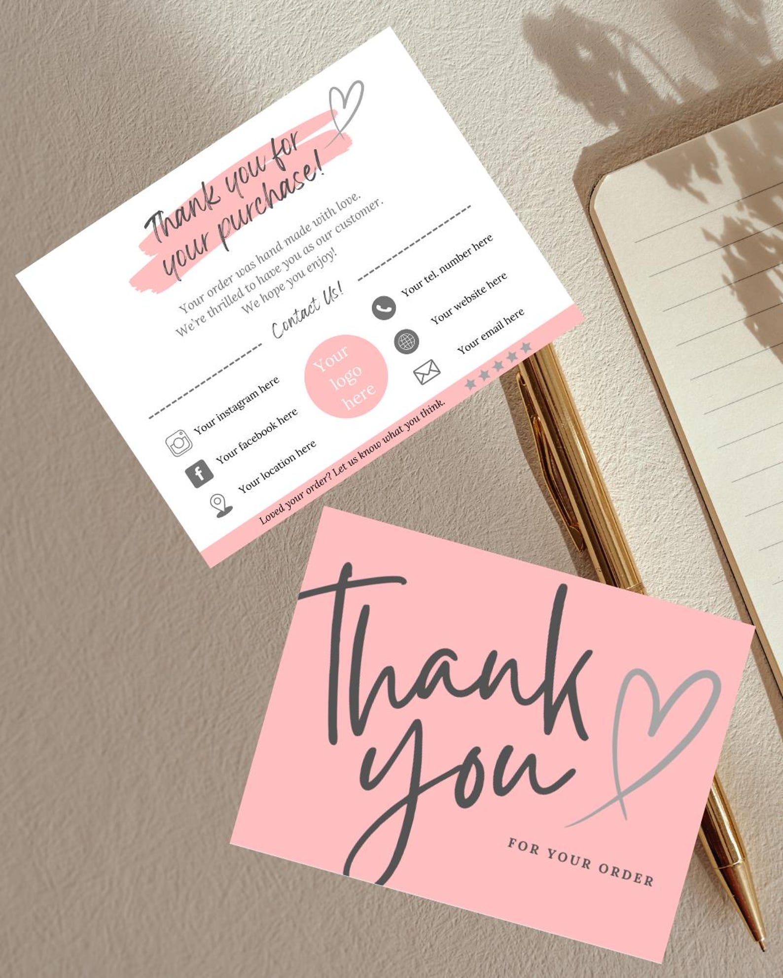 Printable Canva Thank You Card | Editable Thank You Card Template ...
