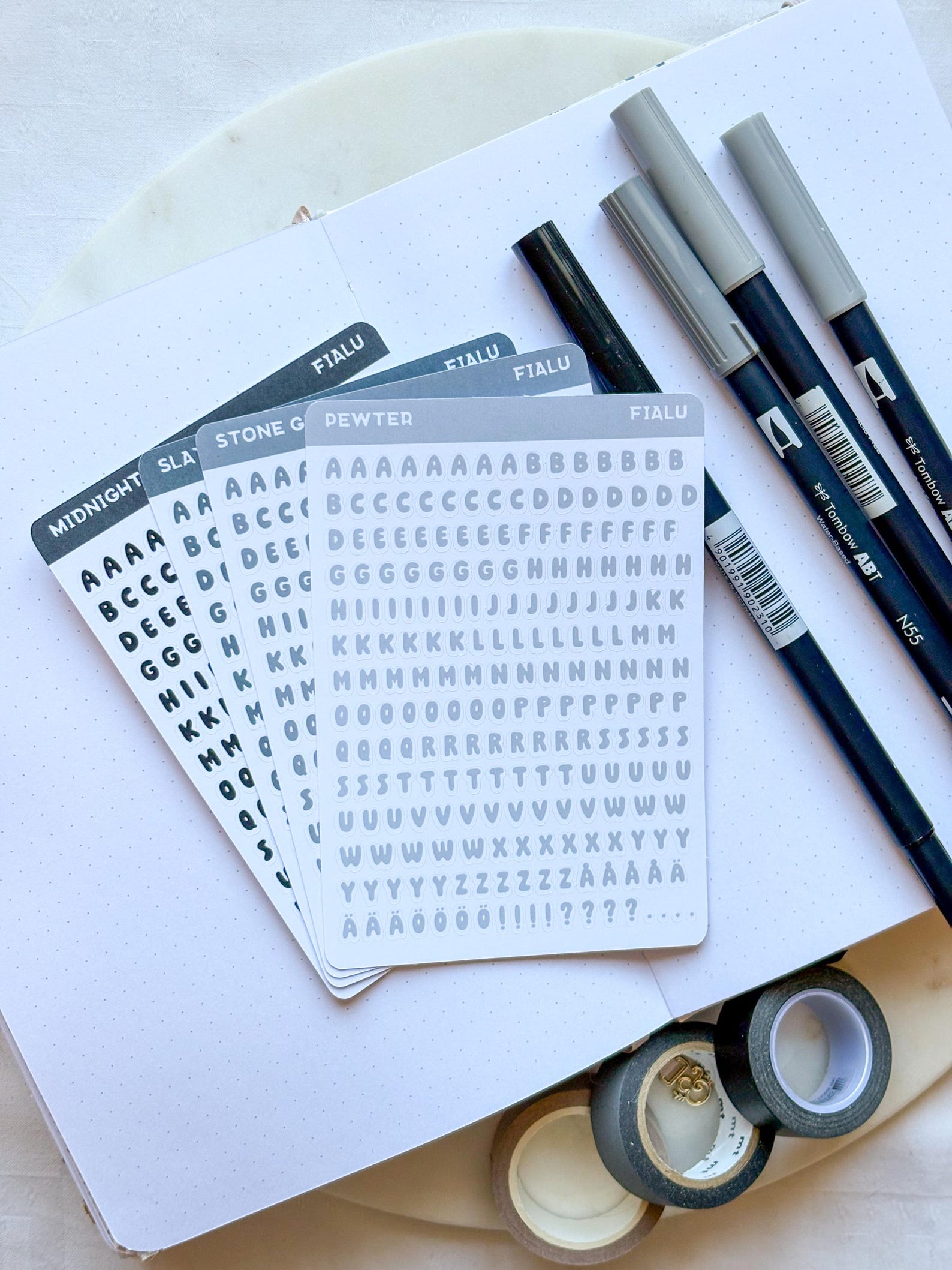 Monochrome Essentials Alphabet Sticker Sheets | Functional Letters for ...