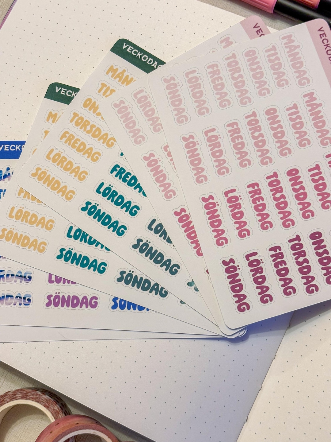 Swedish Days of the Week Stickers | Veckodagar Functional Planner ...