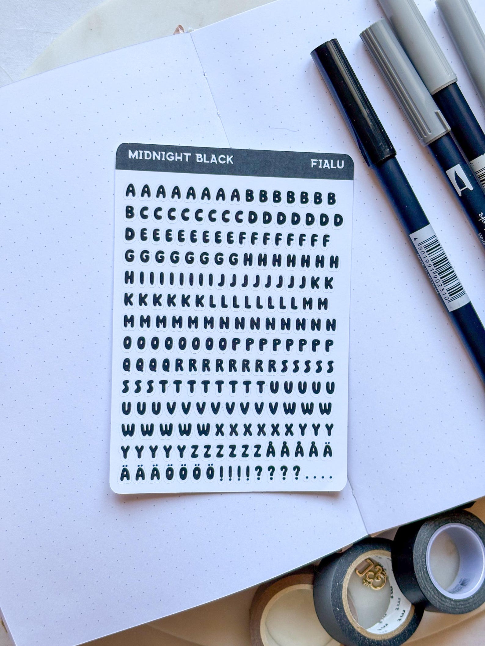 Monochrome Essentials Alphabet Sticker Sheets | Functional Letters for ...