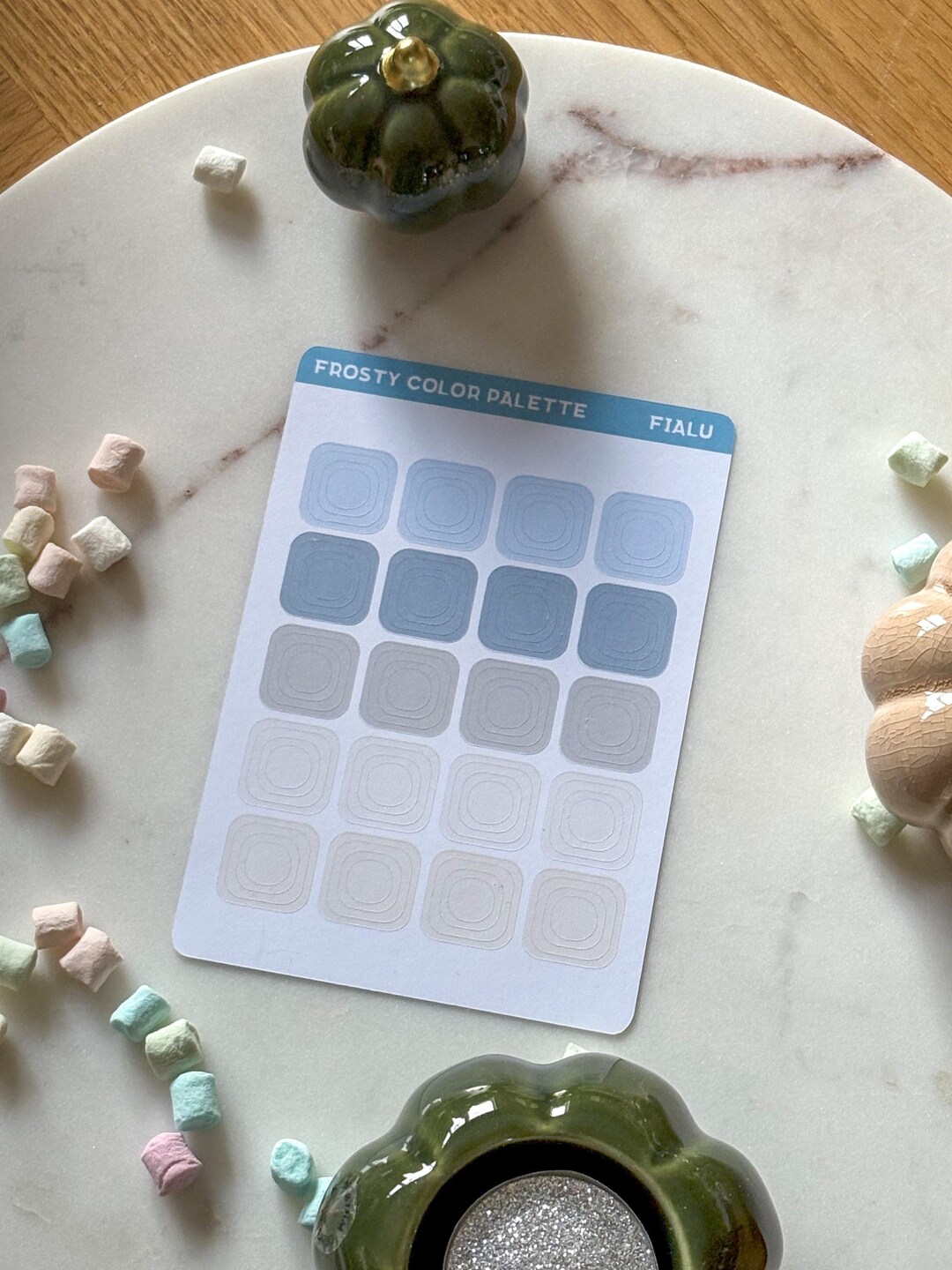 Frosty Winter Color Palette Squares, Deco Sticker Sheet, Creative ...