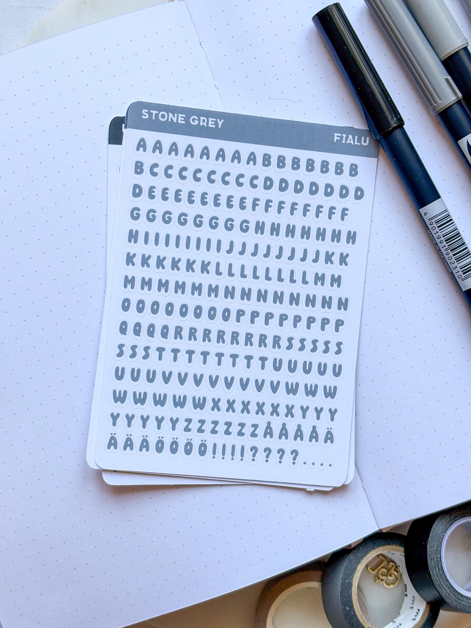 Monochrome Essentials Alphabet Sticker Sheets | Functional Letters for ...