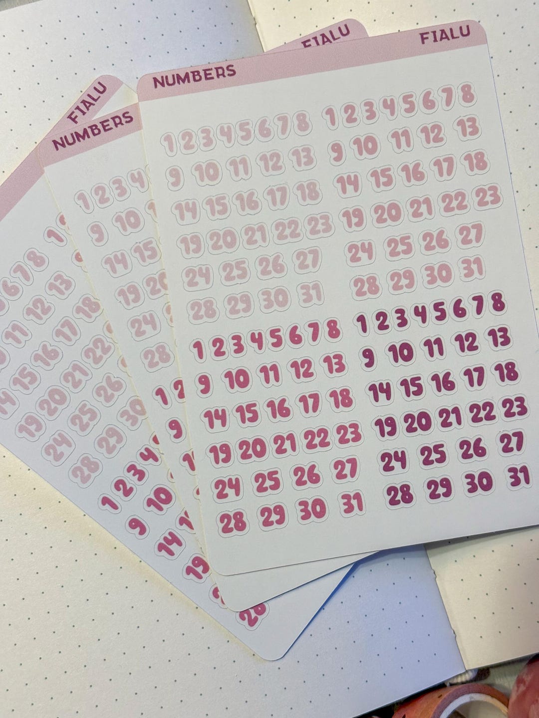 Pink Number Stickers Sheet | Functional Numbers for Journaling ...