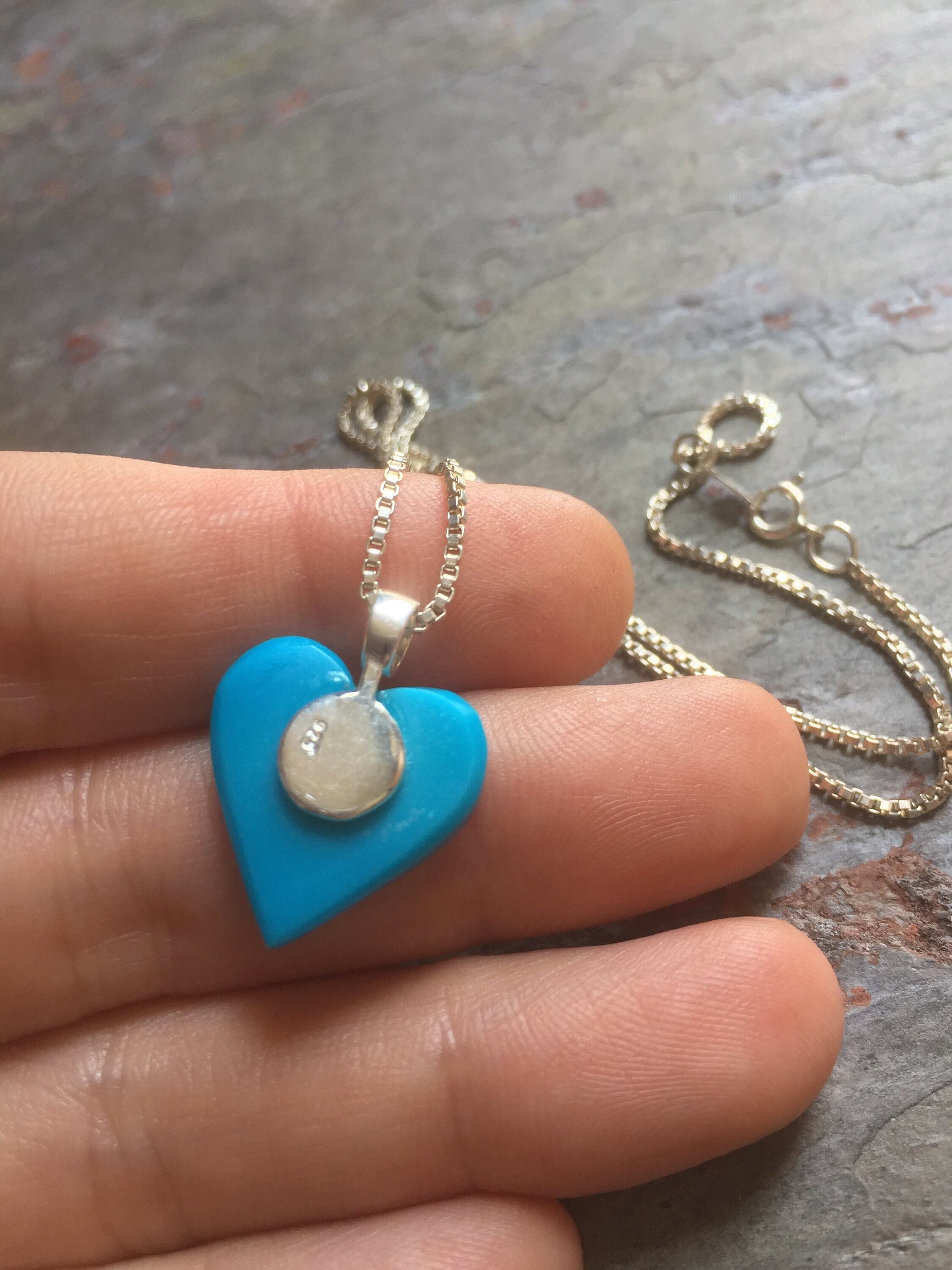 Collar del corazón turquesa kingman gargantilla del corazón - Etsy España