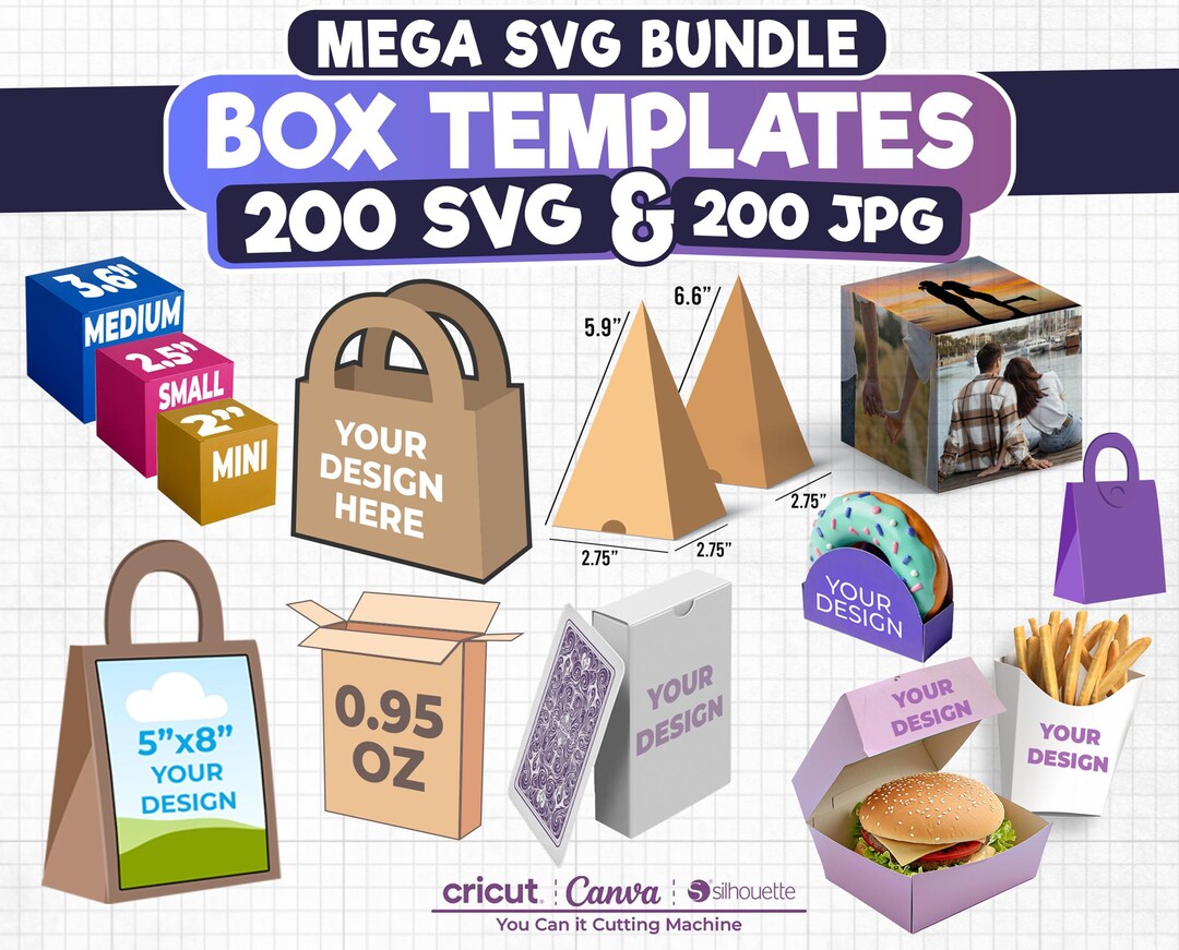 200 Mega SVG Box Templates Bundle, Box Svg, Gift Box Template, Box ...