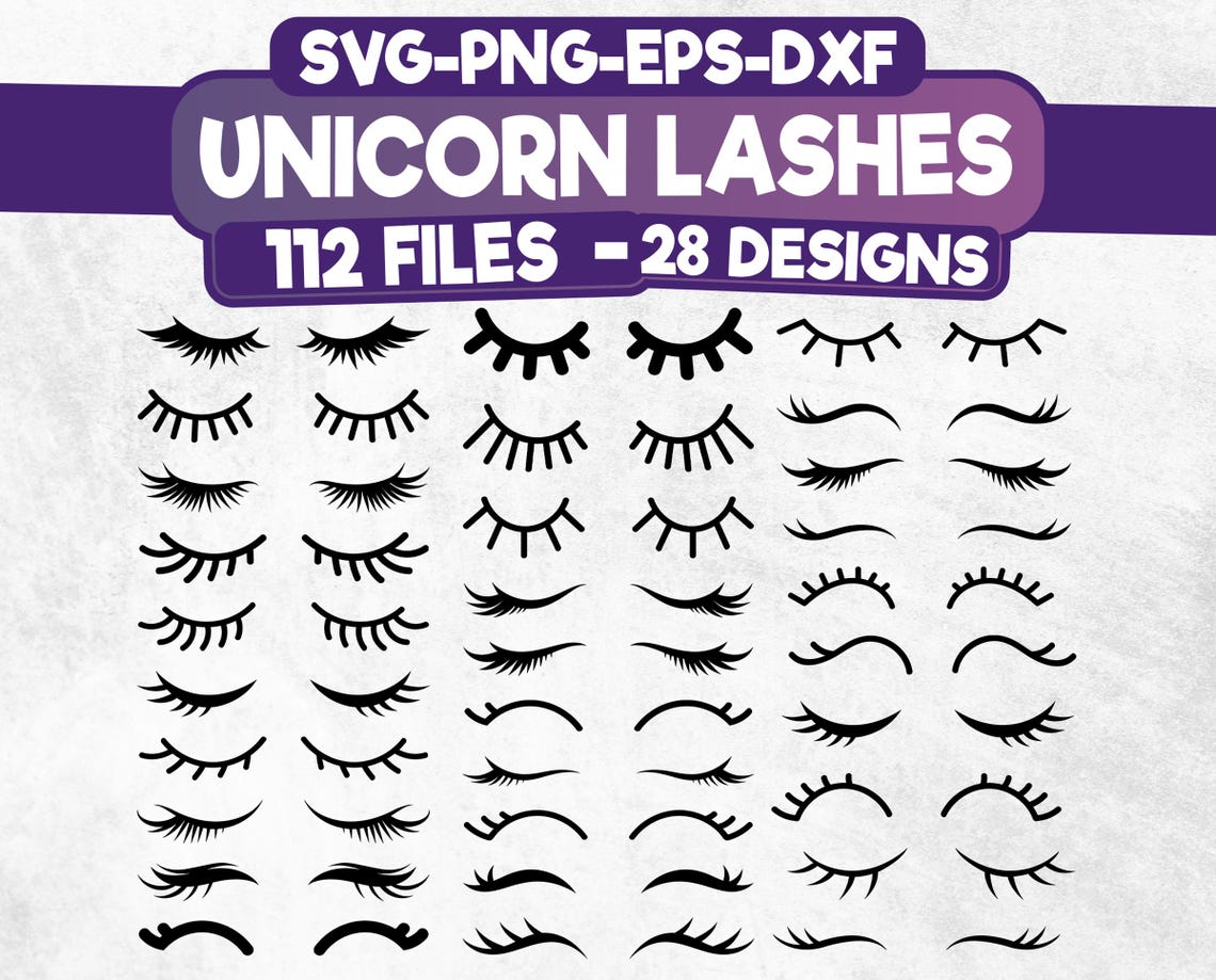 Unicorn Lashes SVG Bundle, Eyelash Clipart (112 Files) - Etsy