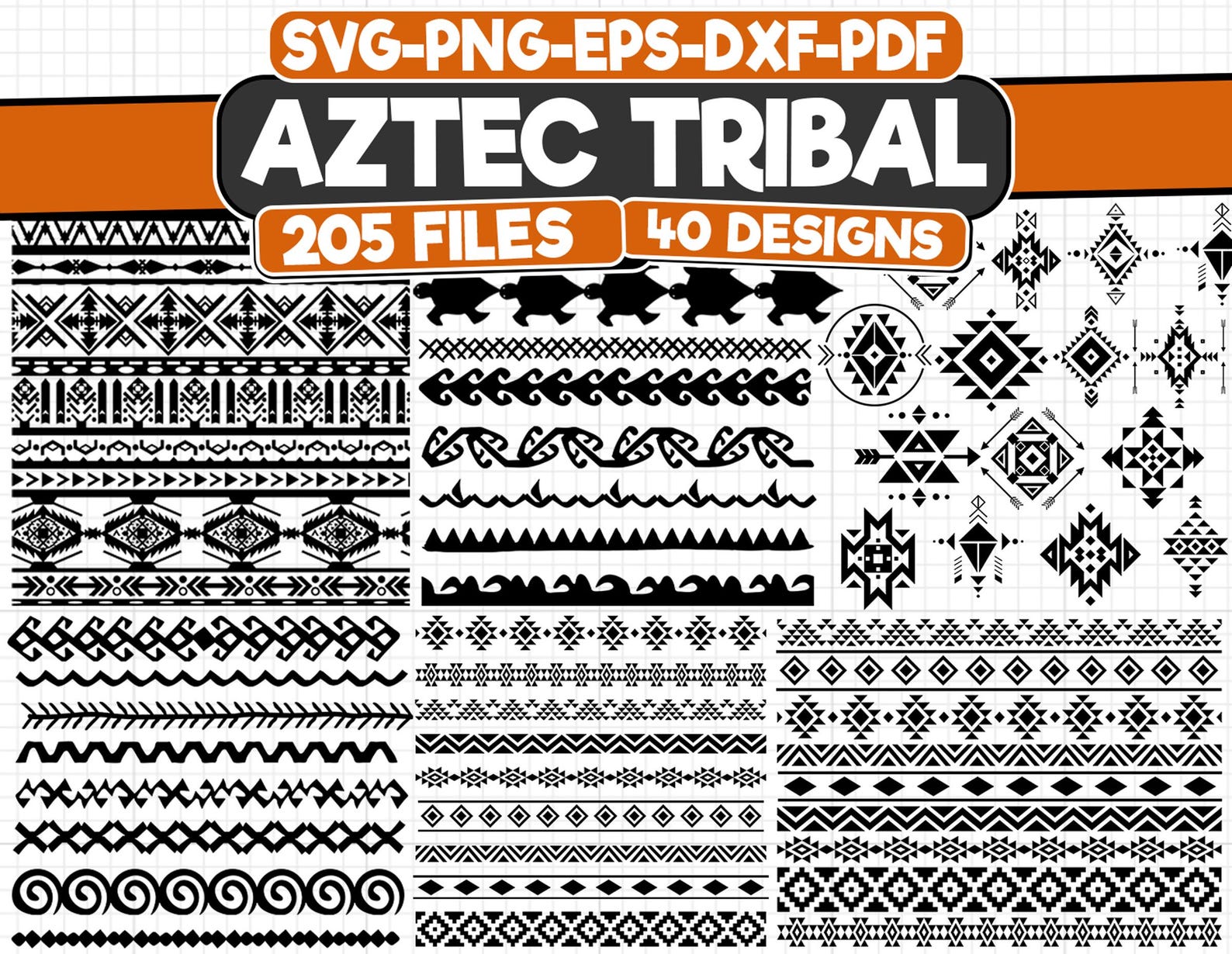 Aztec Svg Bundle, Border Svg, Tribal Svg, Indian Svg, Southwestern ...