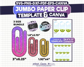 Jumbo Paper Clip Template Bundle: Editable Canva Design (8.5"x11 ...