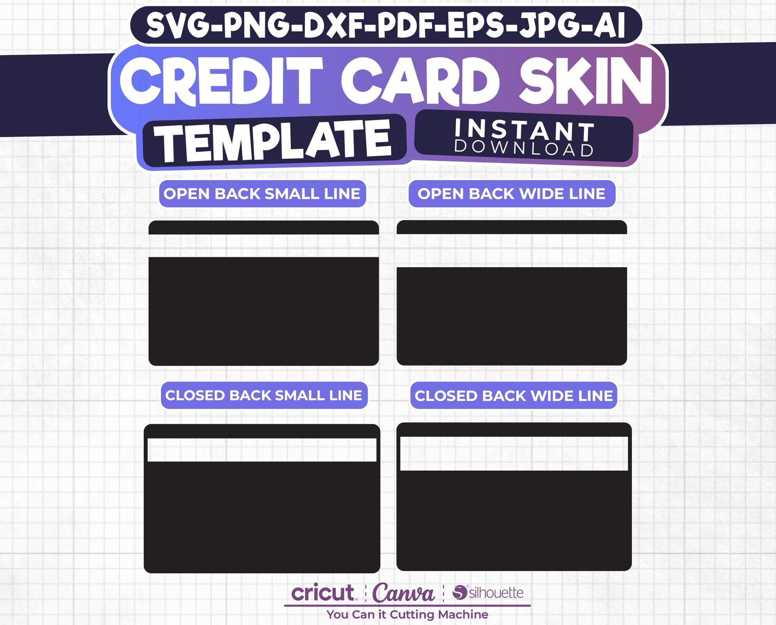 Credit Card Skin Template, Credit Card Svg, Editable Canva File, Credit ...