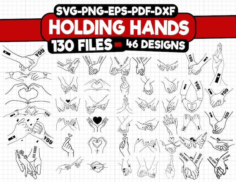 Holding Hands SVG Bundle: Couple & Family Designs (digital Bundle) - Etsy