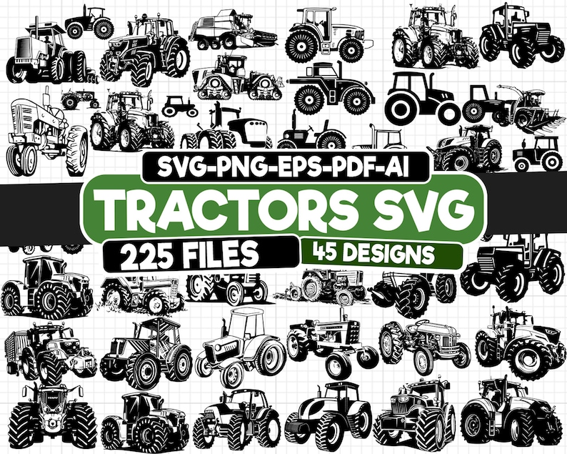 Tractor SVG Bundle: Vintage & Modern Farm Tractors (digital Download ...