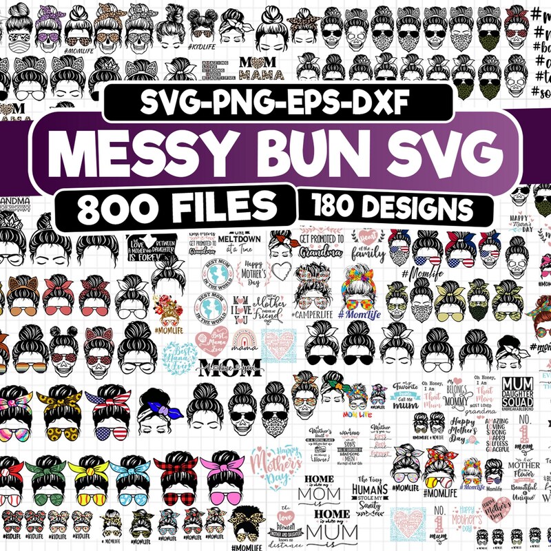 Messy Bun Svg - Etsy Australia
