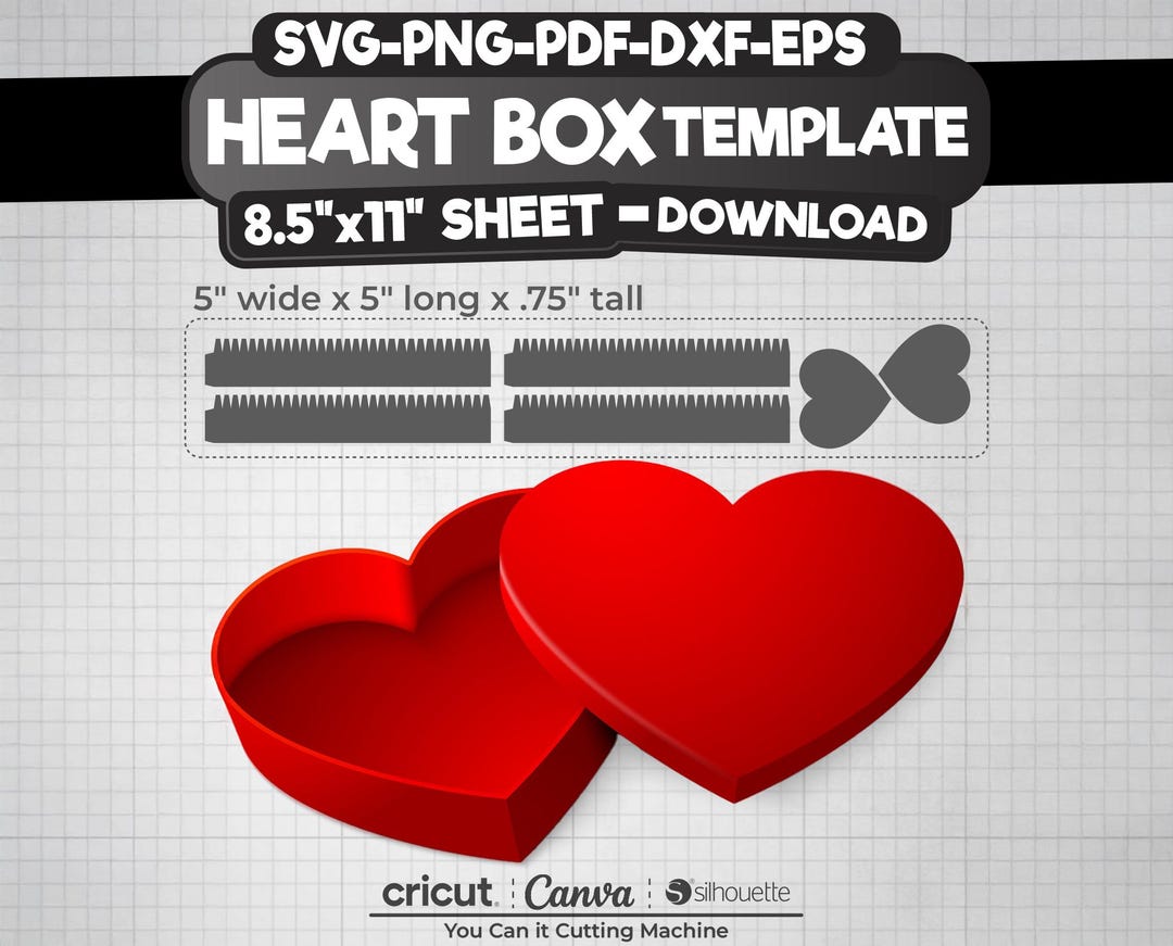 Heart Box Template, Valentine Heart Box, Heart Box Svg, Party Favors ...