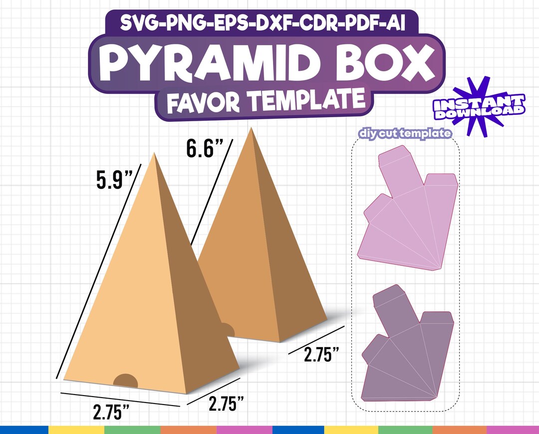 Pyramid Gift Box Template, Favor Box Template, Candy Box Template ...