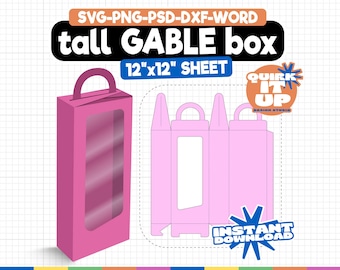 Tall Gable Box Template, Gift Box Template, Favor Box Svg, Doll Box ...