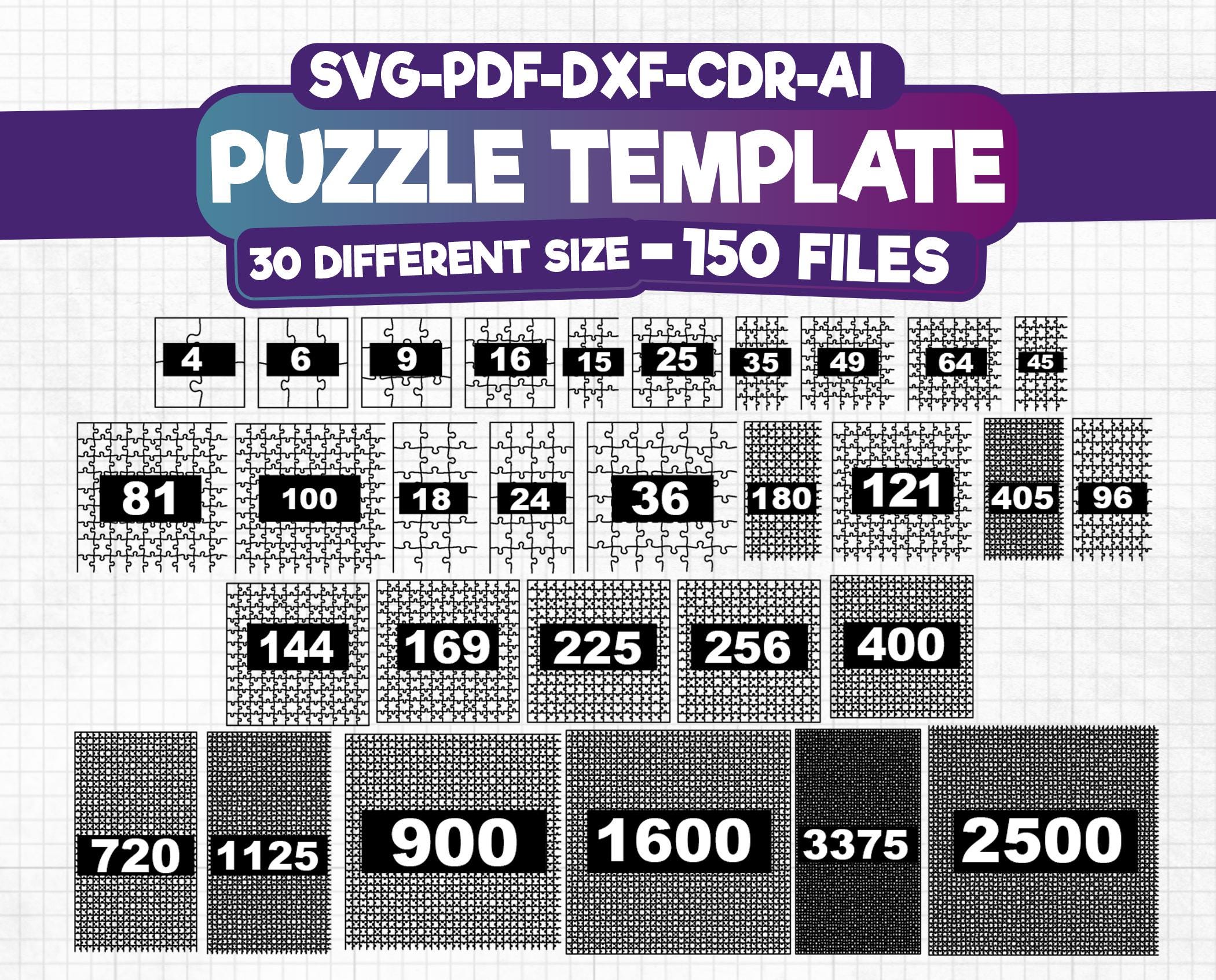 Puzzle Template Bundle Svg, Jigsaw Puzzle Svg, Puzzle Laser Cut File ...